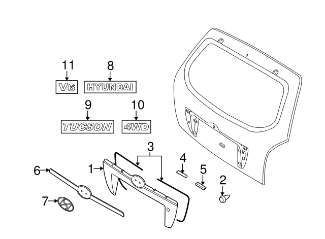 2005-2008 Hyundai Tucson Liftgate Finish Panel 87371-2E000 ...
