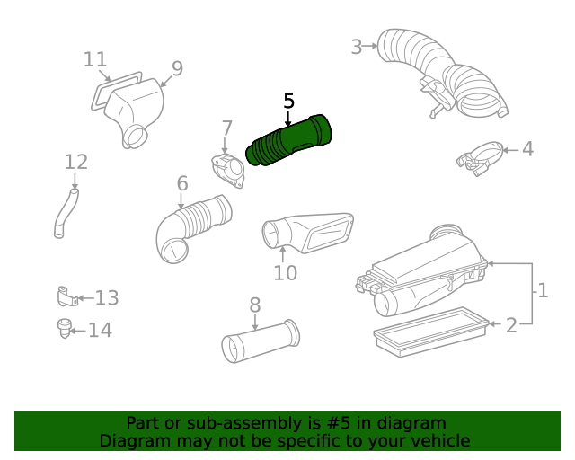 463-500-11-75 - Engine Air Intake Hose 2002-2011 Mercedes-Benz ...