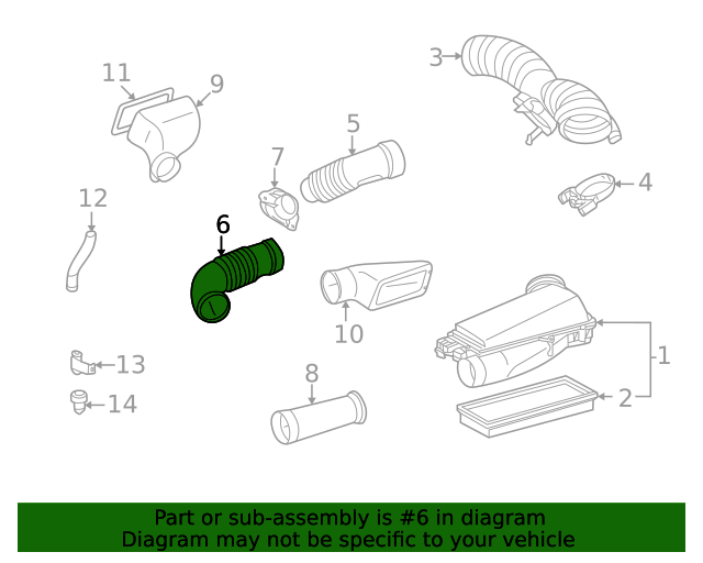 463-500-10-75 - Engine Air Intake Hose 2002-2011 Mercedes-Benz ...