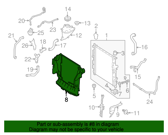 164-500-08-16 - Radiator Support Air Deflector 2007-2012 Mercedes-Benz ...