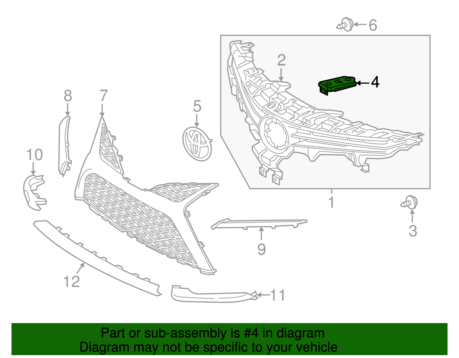 Genuine Toyota Front Trim Bracket part# 52534-06010 for 2018-2024 ...