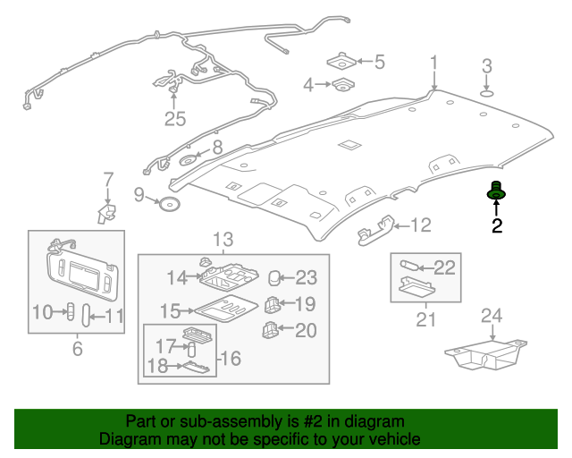 2013-2016 GM Light Titanium Headliner Trim Panel Retainer 95940279 ...