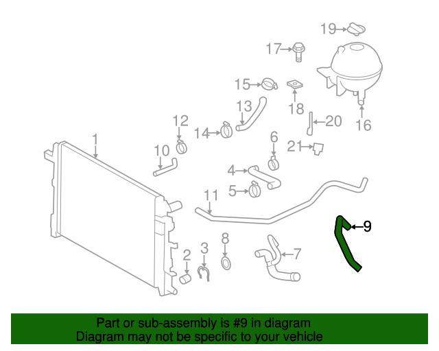 2010-2012 Mercedes-Benz Coolant Hose 906-501-21-82 | Shop MB Parts Now