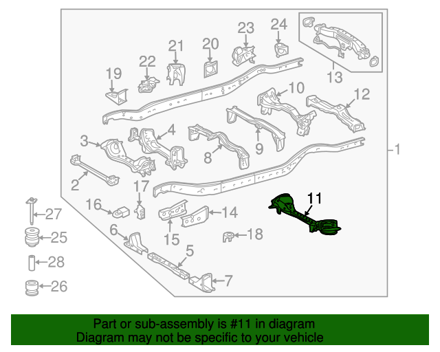 2008-2010 Toyota Sequoia Rear Cross-Member 51206-0C050 | Toyota Parts ...
