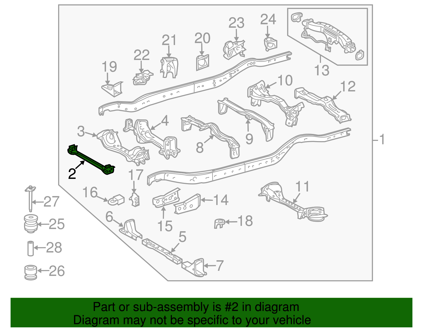 2010-2022 Toyota Sequoia Front Cross-Member 51021-0C040 | Toyota Parts ...