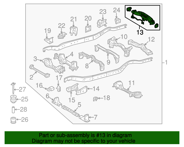 2008-2017 Toyota Sequoia Rear Cross-Member 51209-0C903 | Toyota Parts ...