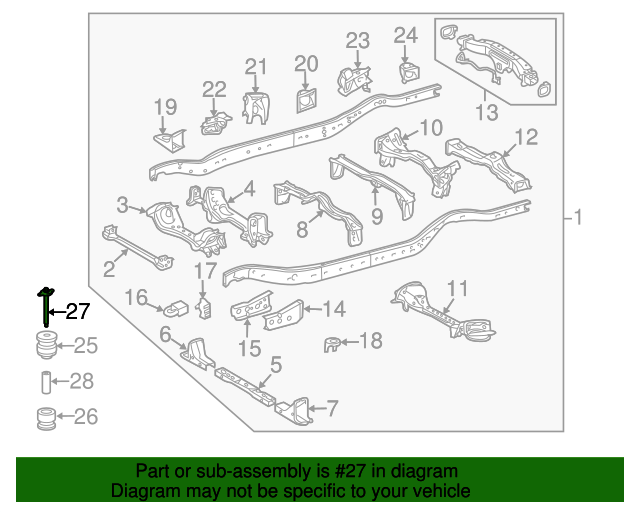 52217-0C121 - Bolt, Body Mounting - 2018-2021 Toyota | Sparks Parts