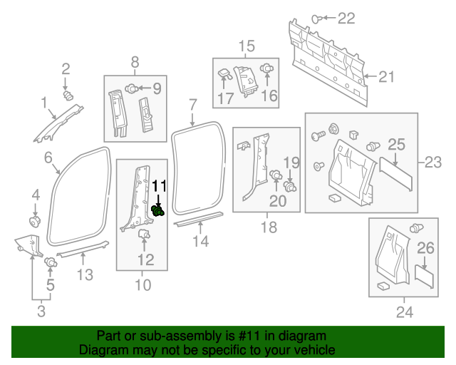 90467-09232 - Upper Center Pillar Trim Retainer Clip 2014-2023 Toyota ...