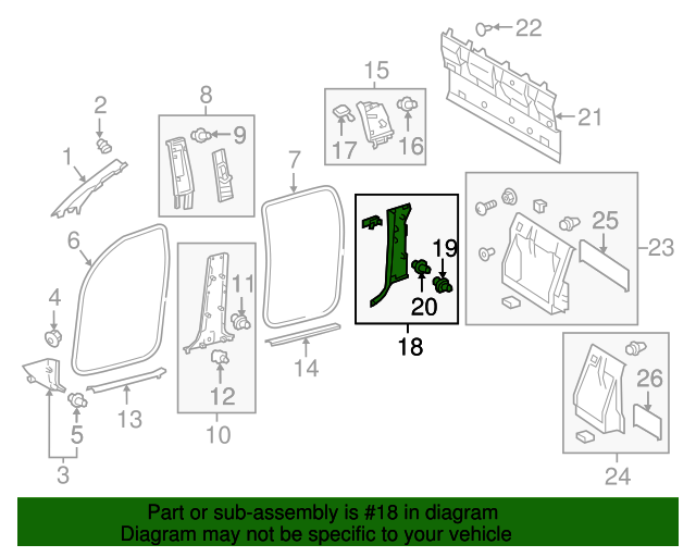2016-2021 Toyota Tacoma Lower Pillar Trim 62514-04060-C0 | Parts ...