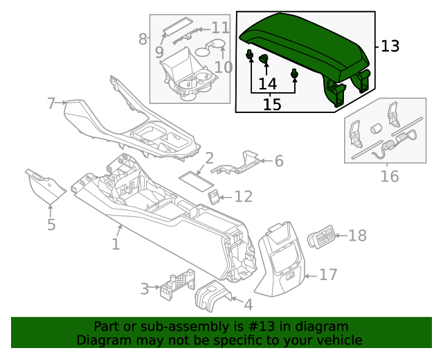 51169460084 - 2020-2021 BMW Armrest (51-16-9-460-084) | BMW of South ...
