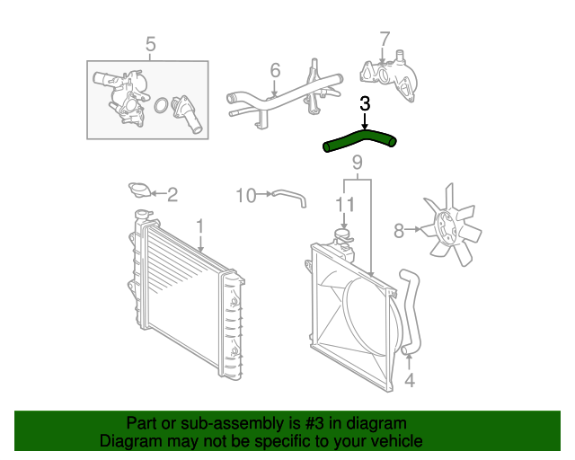 16571-0P020 - Radiator Coolant Hose 2005-2015 Toyota Tacoma ...