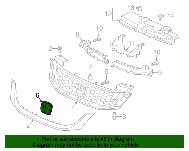 75700-TA0-A00 - Emblem Front (H) - 2008-2018 Honda | Honda Car Parts Direct