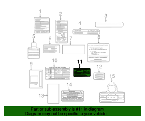 2010-2024 Nissan Tire Info Label 99090-ZL90A | My Nissan Part
