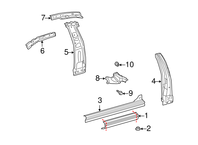 90950-01944 - Outer Rocker Panel Plug - 2000-2005 Toyota Echo | Nucar ...