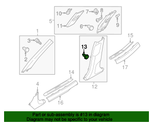 1993-2022 Hyundai Body B-Pillar Trim Panel Clip 82315-33020 | OEM Parts ...