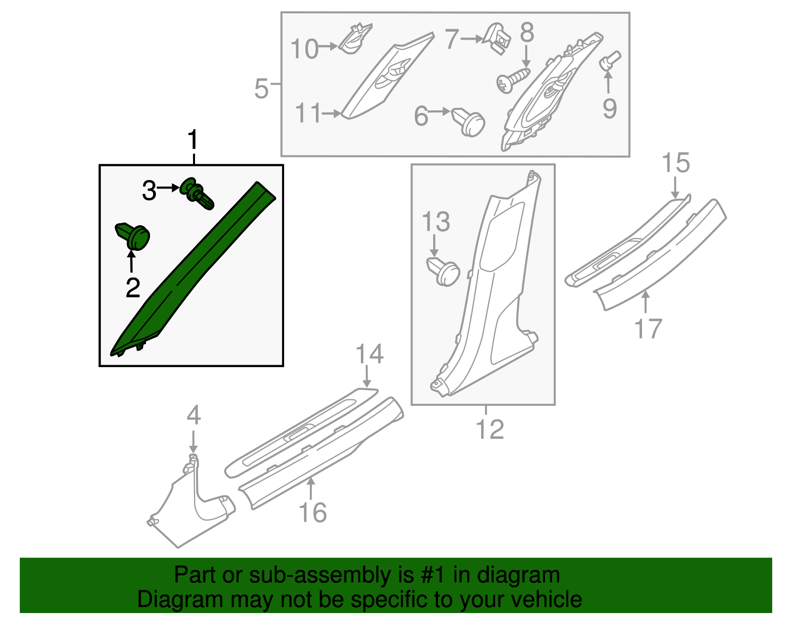 85820-B1600-SG2 - Body A-Pillar Trim Panel 2018-2020 Genesis G80 ...