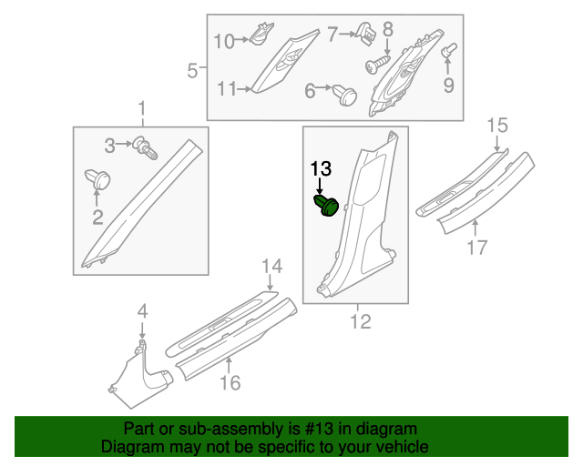 1993-2022 Hyundai Body B-Pillar Trim Panel Clip 82315-33020 | OEM Parts ...