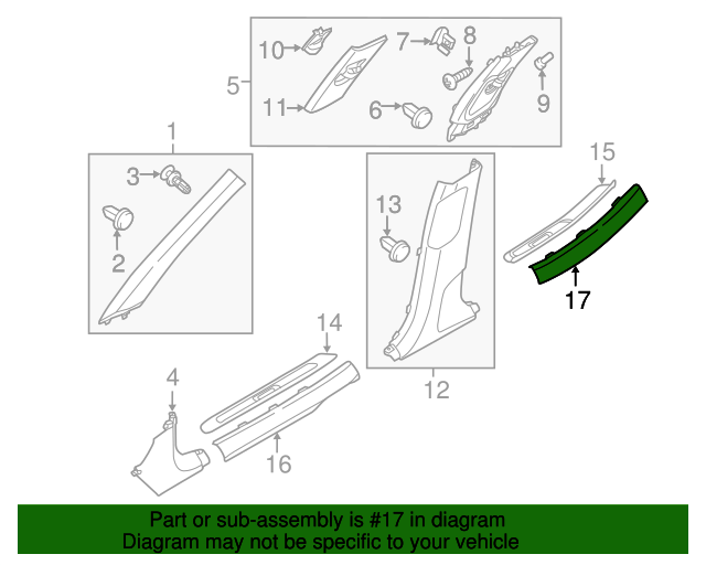 2015-2017 Hyundai Door Trim Sill Plate Insert 85885-B1000-RNB ...