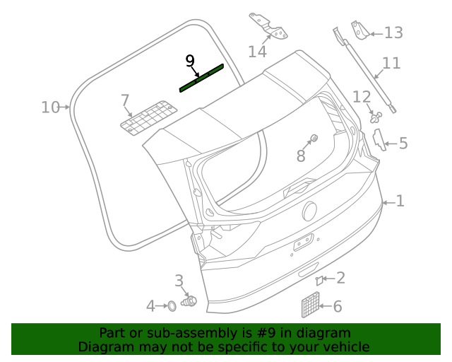 2021-2024 Nissan Rogue Upper Seal 73195-6RR0A | Nissan Parts ...