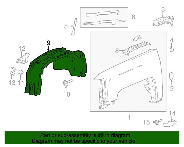 2015-2019 Chevrolet Front Driver Side Wheelhouse Liner 22763675 GM ...