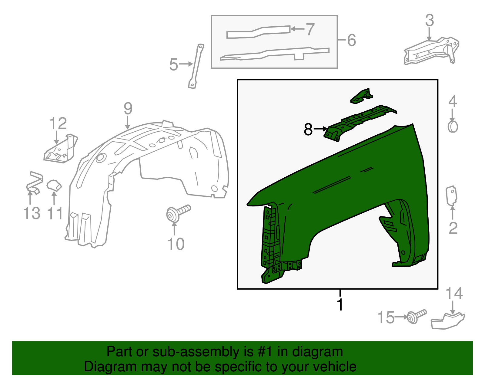 2014-2019 Chevrolet Front Passenger Side Fender 84214215 GM ...