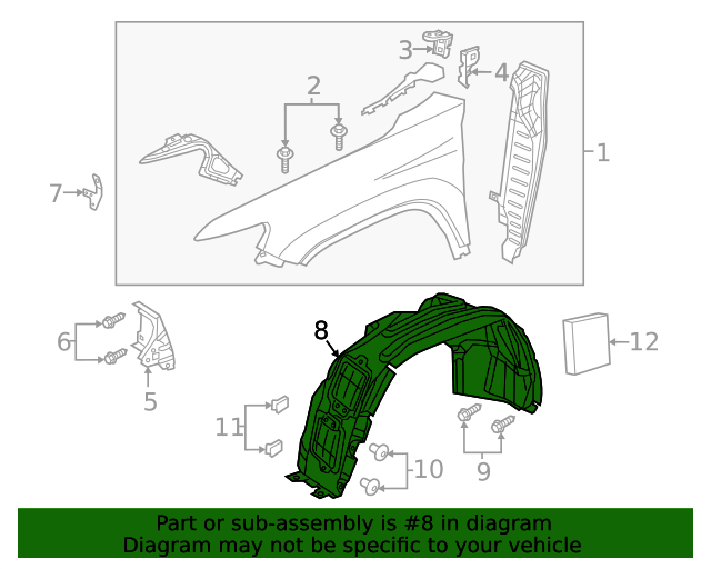 2019-2020 Jeep Cherokee Fender Liner - Driver's Side (LH) 68287923AC ...