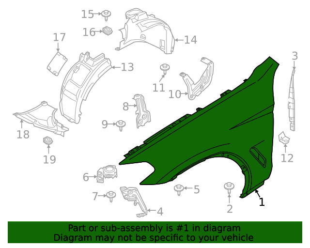 41007930973 - 2018-2024 BMW Fender Assembly (41-00-7-930-973) | BMW of ...