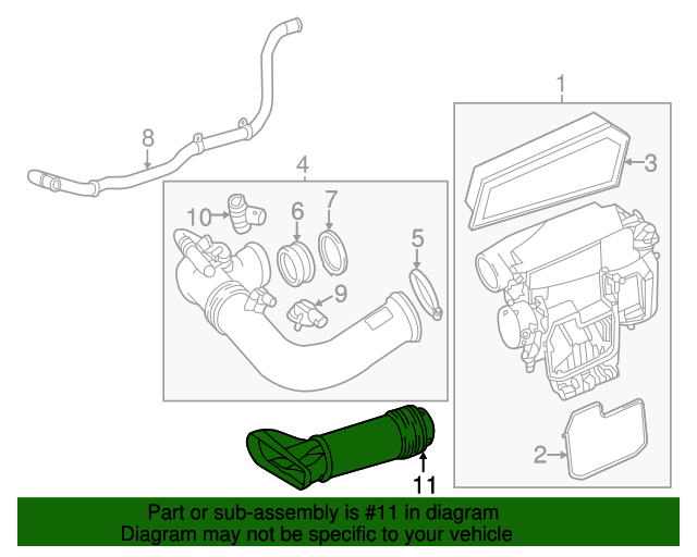 271-090-10-82 - Engine Air Intake Hose 2012-2015 Mercedes-Benz SLK 250 ...