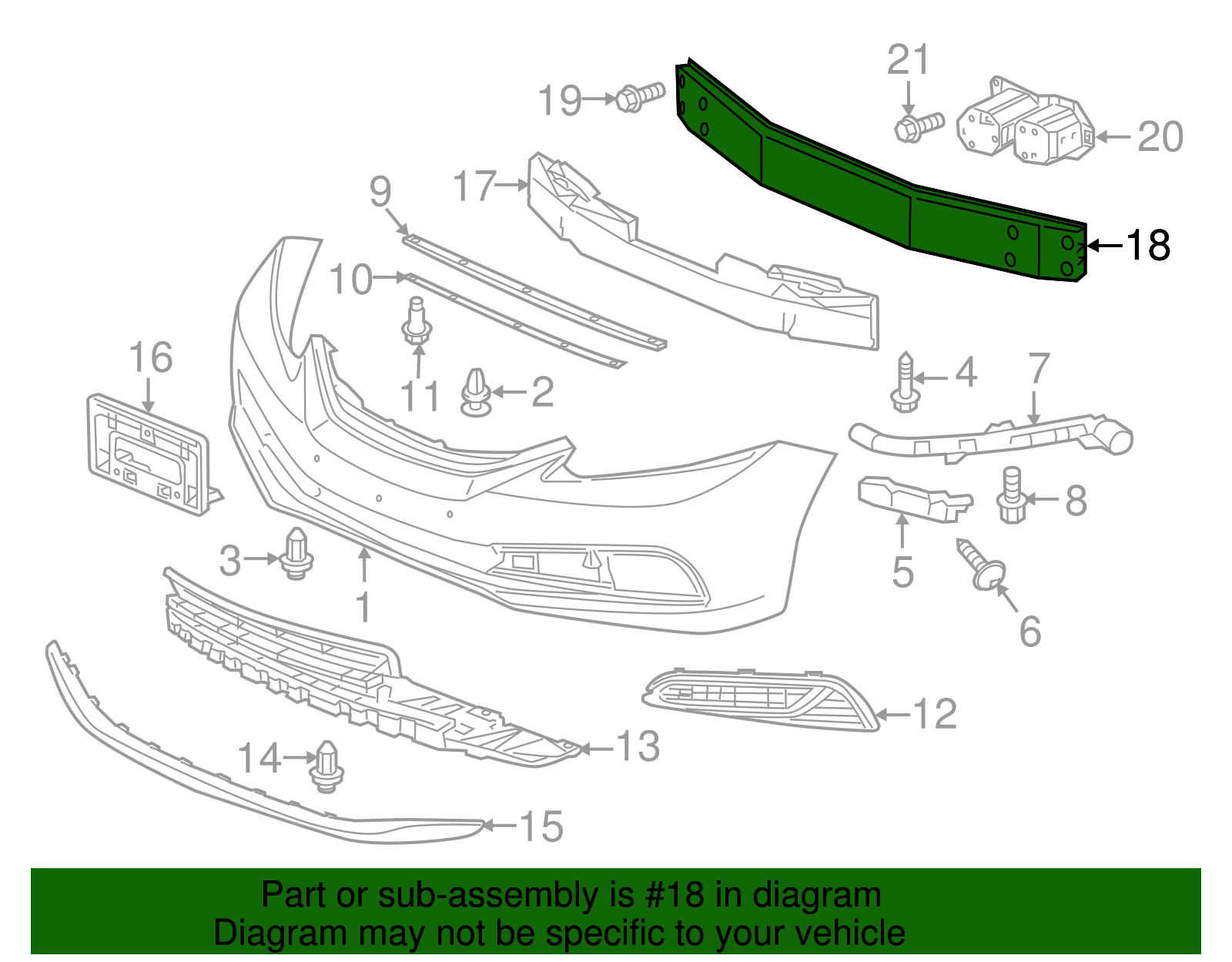 71131-TR3-A00 - Beam Front Bumper - 2013-2015 Honda Civic | Honda ...