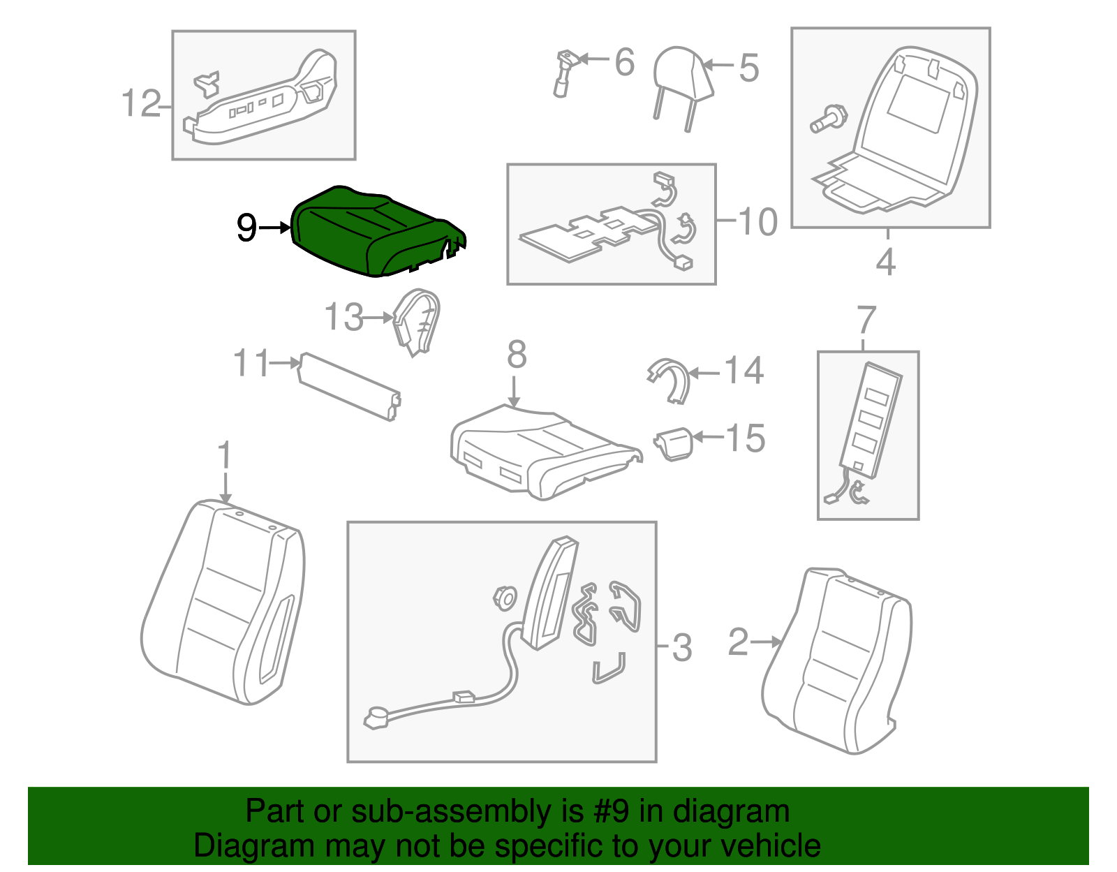 81131-TA5-A72ZA - Cover R Front Seat Cushion Trim *NH167L* (Leather) (Graphite Black) - 2008 ...
