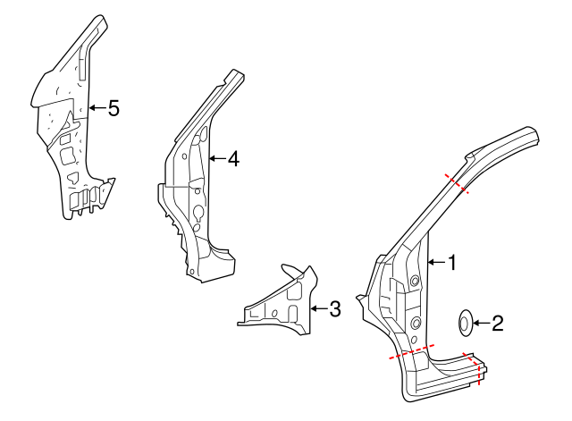 2014-2019 Toyota Highlander Outer Hinge Pillar 61131-0E060 | Toyota ...