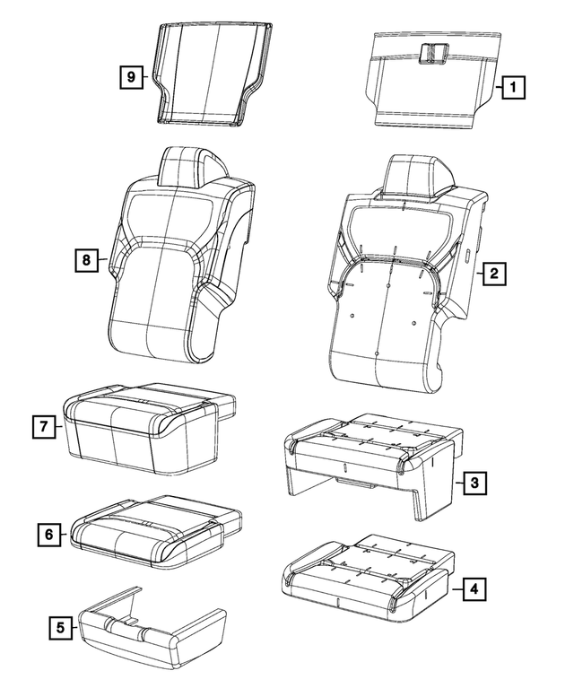 2019-2020 Ram 1500 Armrest Bin Lid 6RP52HL1AC | QuirkParts
