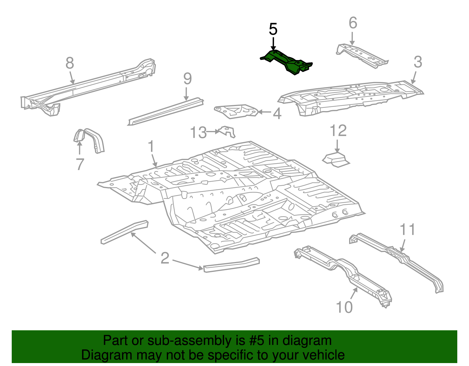 57052-60060 - Floor Pan Reinforcement 2008-2021 Toyota Land Cruiser ...