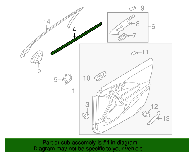 82341-3V000 - Door Window Belt Weatherstrip 2012-2017 Hyundai Azera ...