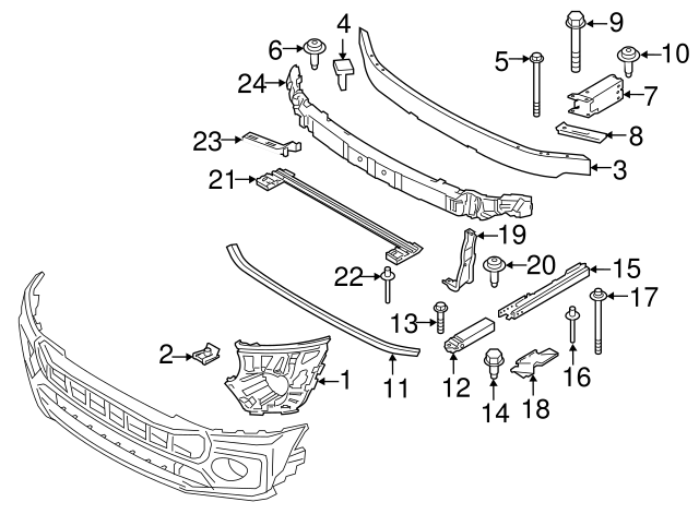 2016-2022 Mini Cooper Clubman Bumper Cover Support Rail 51-11-7-376-377 ...