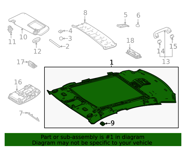 2021 Toyota Mirai Headliner 63310-62080-B1 | Toyota Parts