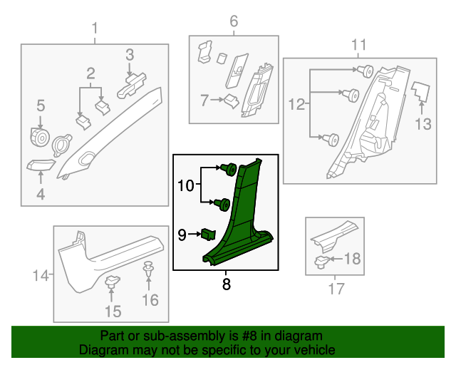 Genuine OEM Cocoa Driver Side Center Pillar Lower Garnish Molding Part ...