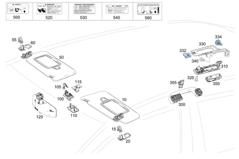 Sun Visor, Interior Mirror, Grab Handle for 2020 Mercedes-Benz A 35 AMG ...