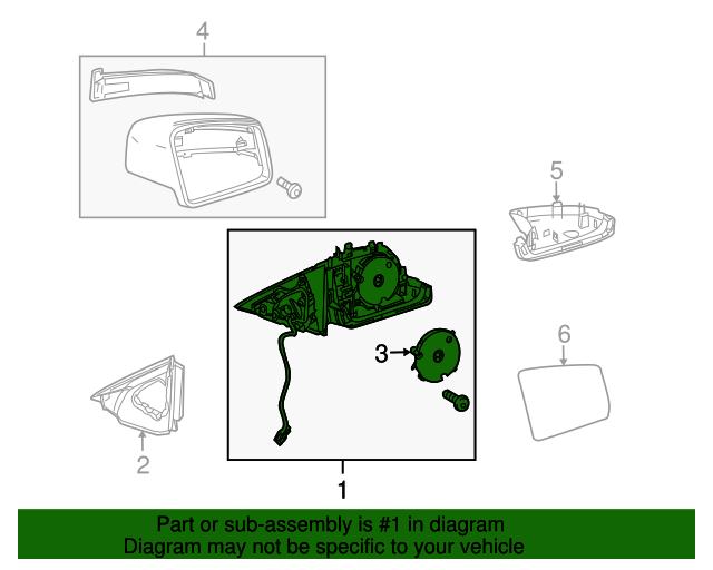 212-810-19-76 - Mirror Assembly - Left, Front Left 2010-2013 Mercedes ...