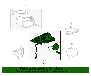212-810-18-76 - Mirror Assembly - Right, Front Right For 2010-2013 ...