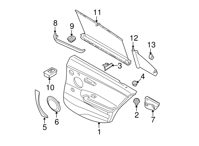 51-42-9-152-471 - Door lining vynil rear left 2006-2012 BMW ...