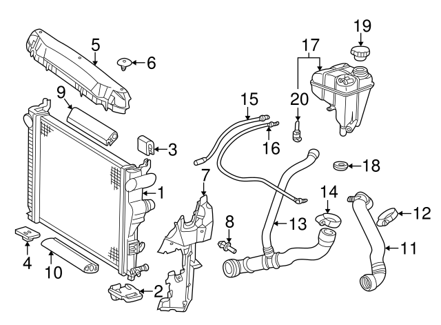 230-501-03-25-64 - Engine Coolant Overflow Hose 2003-2006 Mercedes-Benz ...