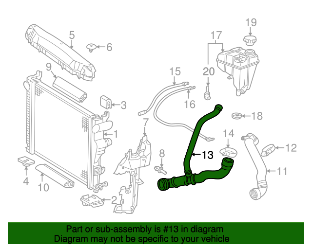 230-501-21-82 - Lower Hose 2003-2006 Mercedes-Benz SL 500 | Mercedes ...