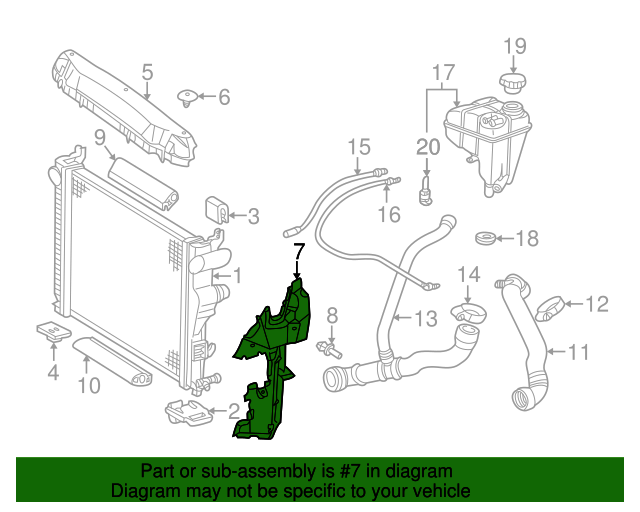 230-505-34-30 - Radiator Support Baffle 2003-2012 Mercedes-Benz ...