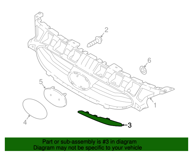 86353-1R500 - Grille Molding 2015-2017 Hyundai Accent | AutoNationParts.com