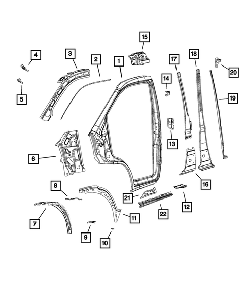 Aperture Panel and Pillar Supports for 2014 Ram ProMaster 2500 | Mopar ...