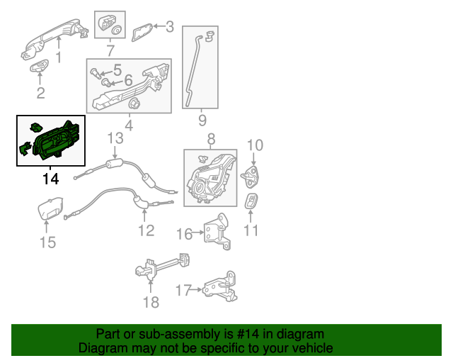 72120-T0G-A02ZA - Handle Assembly R Inside *NH781L* (Mocha Gray) - 2012 ...