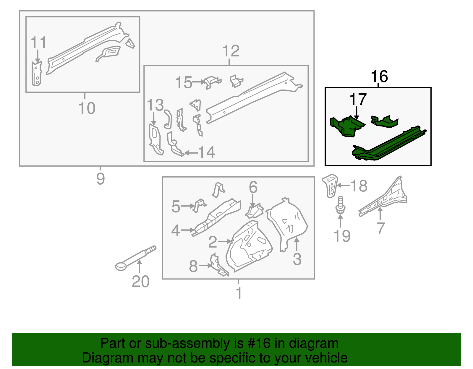51620FJ0409P - 2012-2017 Subaru - Front Rail Extension | Subaru Parts HQ