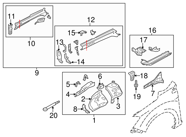 51620FJ0409P - Front Rail Extension 2012-2017 Subaru | AutoNationParts.com
