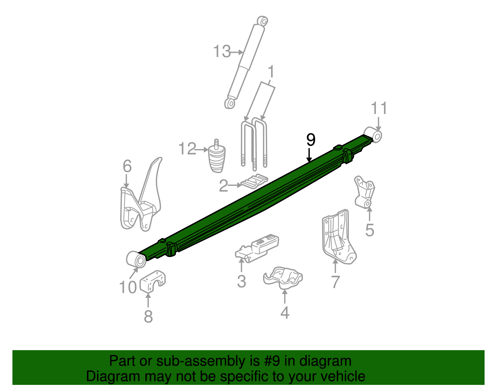 2006-2010 GM Rear Leaf Spring 15812917 | TascaParts.com